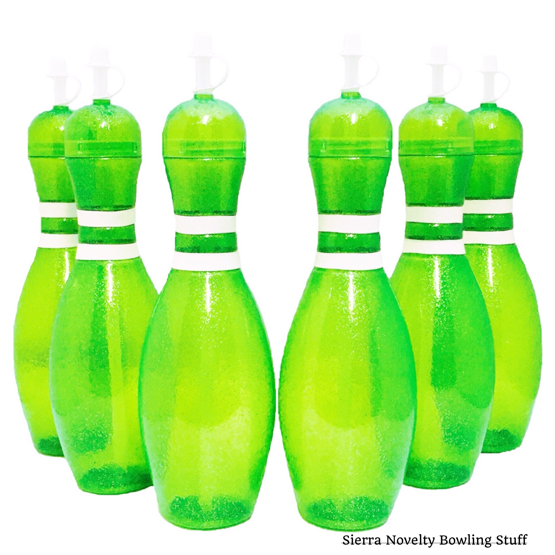 Large Bowling Pin Water Bottles 6 pack Green by Sierra Products