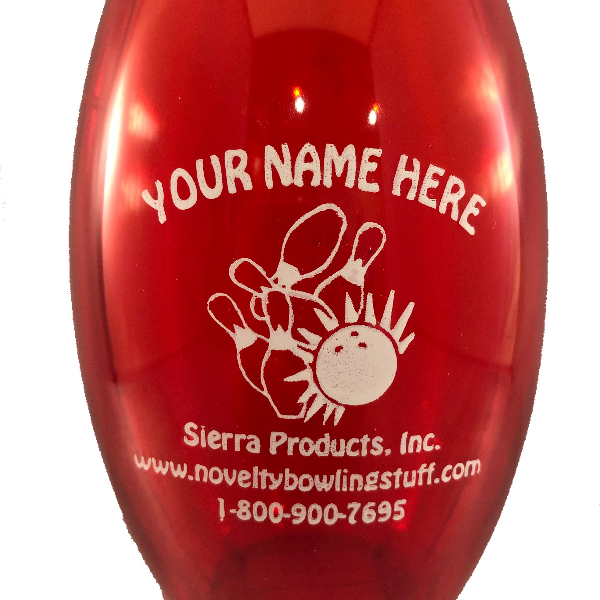 Personalized Bowling Pin Bank in Red for sale bySierra Products