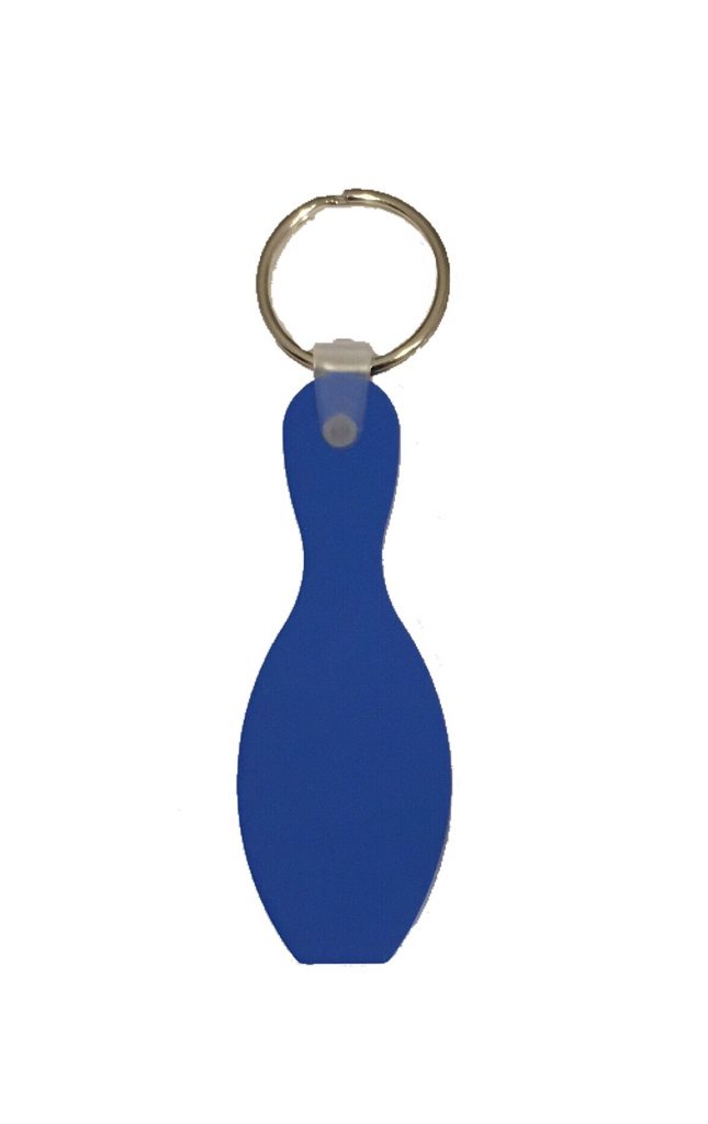 Personalized Bowling Pin Key Chains in Blue by Sierra Products