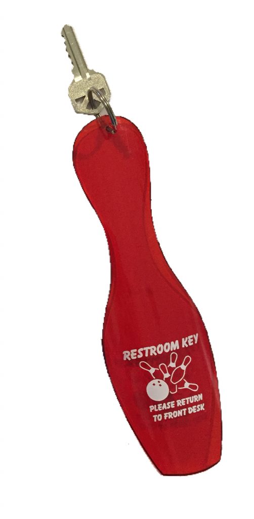 Bowling Pin Shaped Restroom Key in Red by Sierra Products