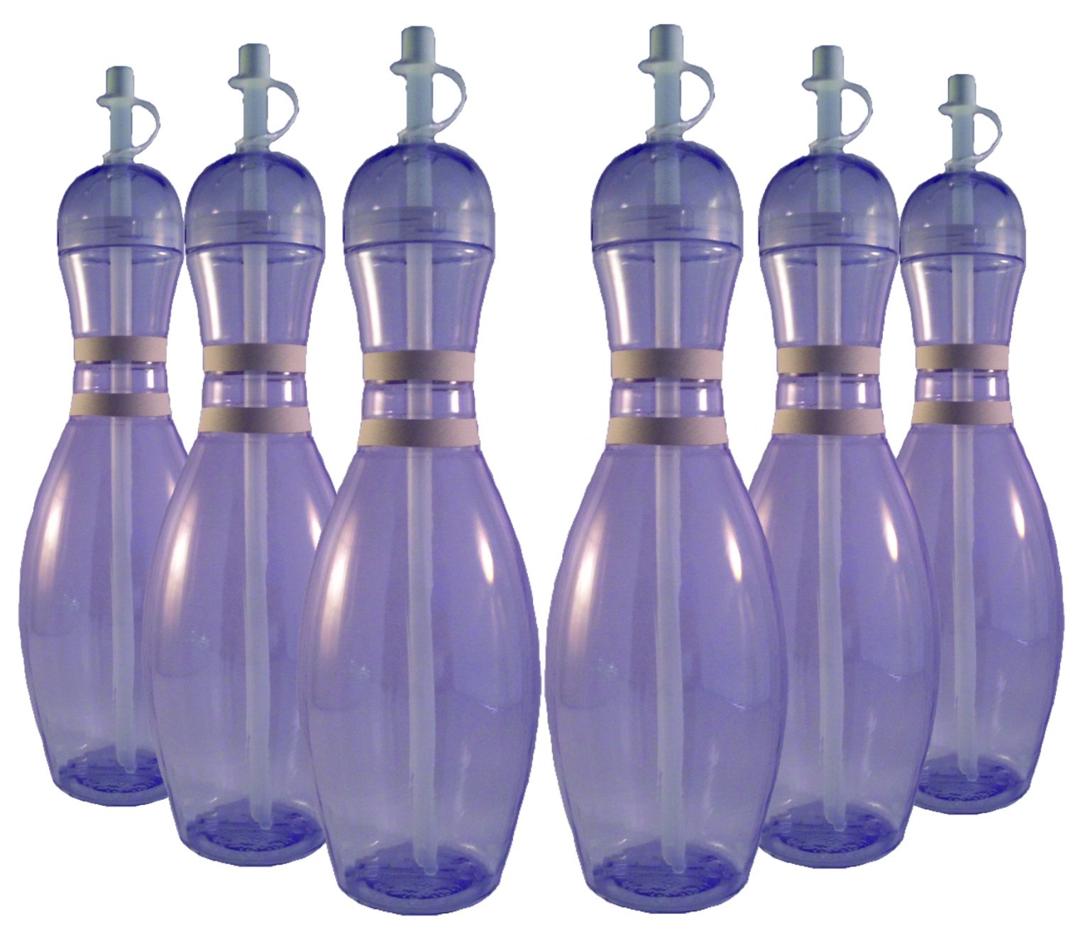Large Bowling Pin Water Bottle 6 pack Clear - Sierra Novelty Bowling Stuff