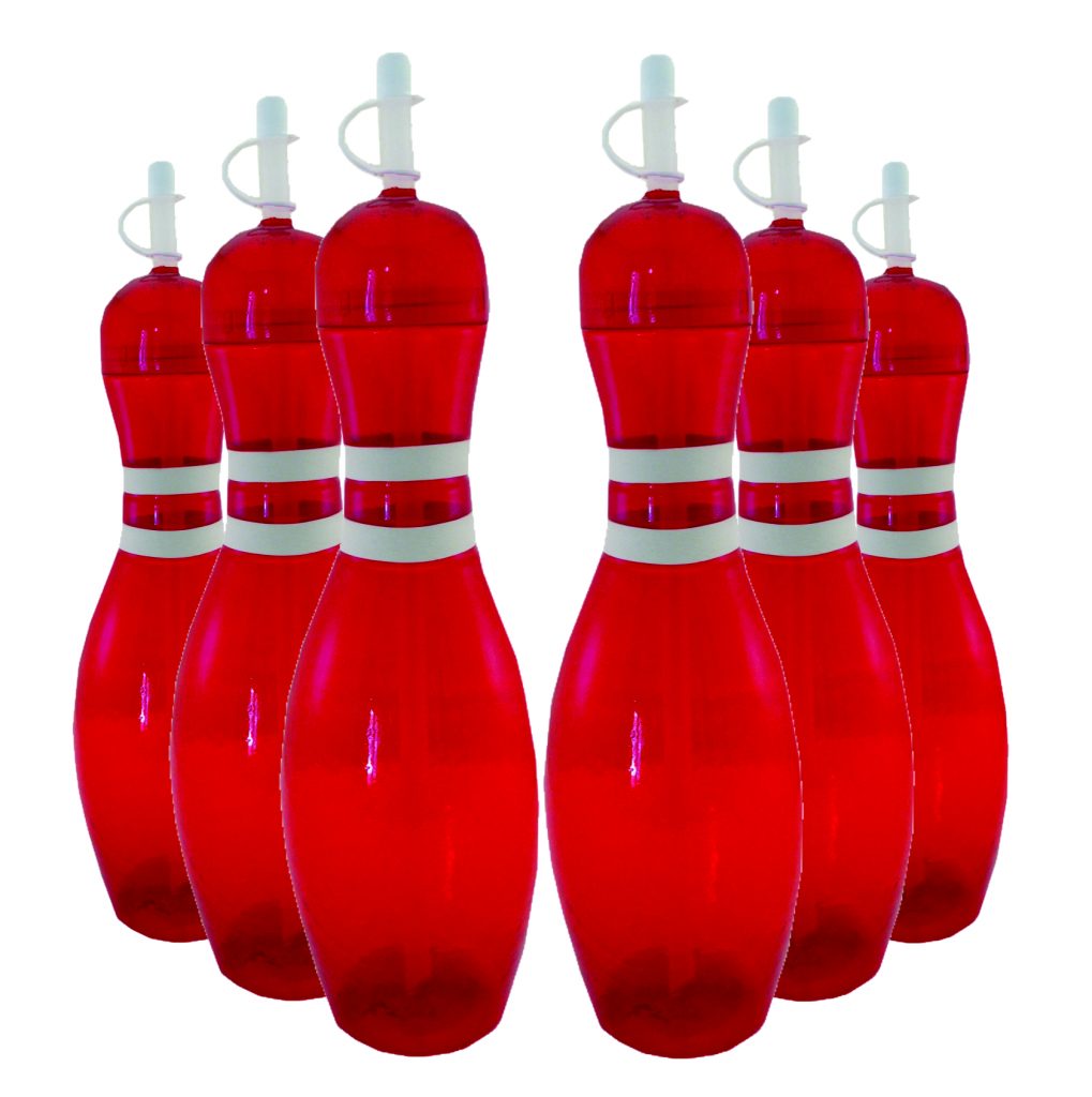 Large Bowling Pin Water Bottles 6 pack Red - Sierra Products